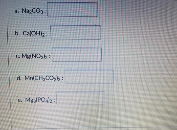 Solved Using the table below showing the names of common | Chegg.com