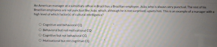 Solved An American manager at a subsidiary office in Brazil | Chegg.com