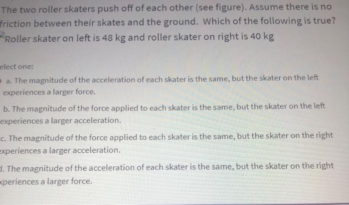 Solved The two roller skaters push off of each other (see | Chegg.com