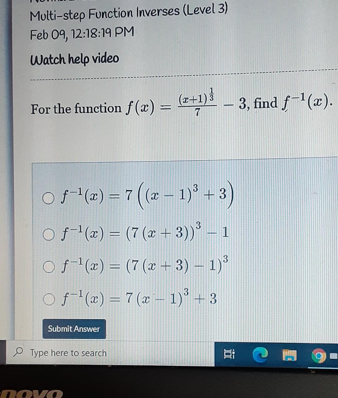 Solved Multi-step Fonction Inverses (Level 2) Feb 09, | Chegg.com