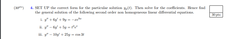 Solved SET UP the correct form for the particular solution | Chegg.com