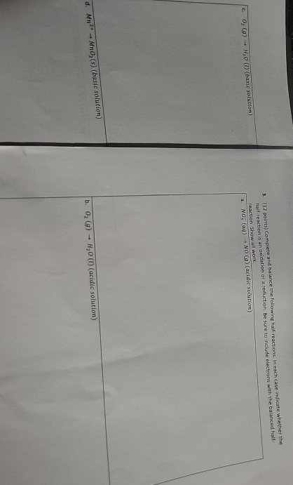 Solved (12 ﻿points) ﻿Complete and balance the following | Chegg.com