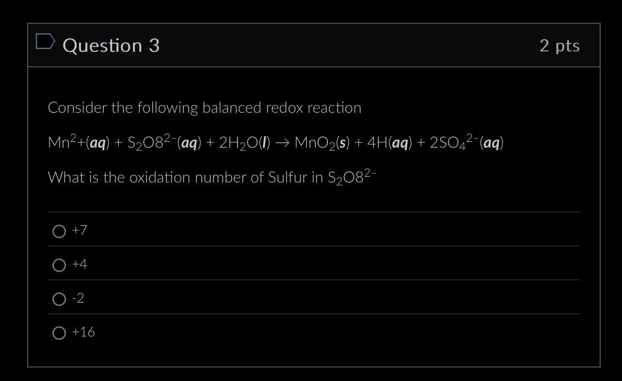 Solved Question 32 ﻿ptsConsider the following balanced redox | Chegg.com