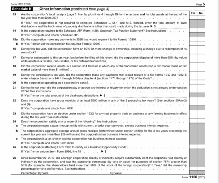 C-Corporation Tax Return Instructions Purpose: The | Chegg.com