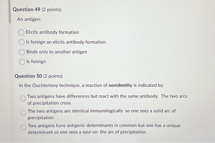 Solved An antigen: Elicits antibody formation Is foreign an | Chegg.com