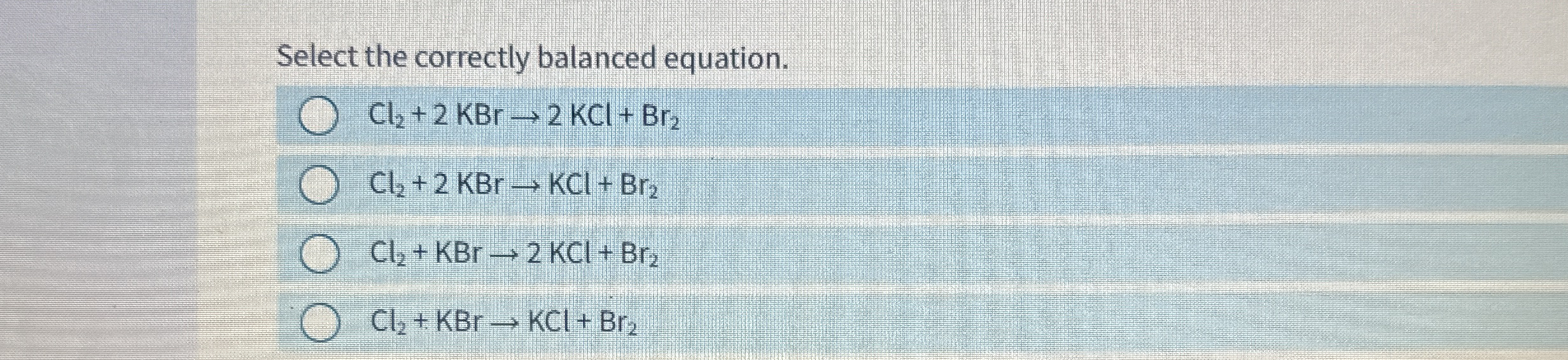 Solved Select the correctly balanced | Chegg.com
