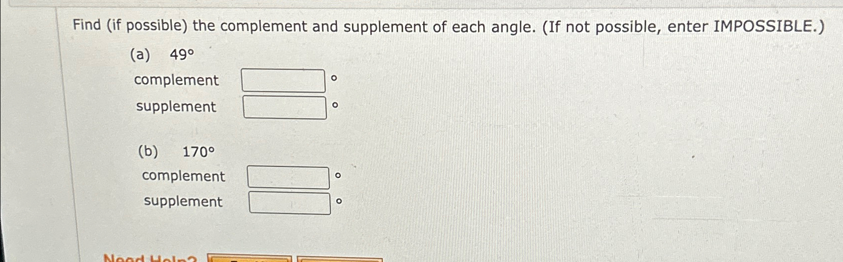 Solved Find If Possible ﻿the Complement And Supplement Of
