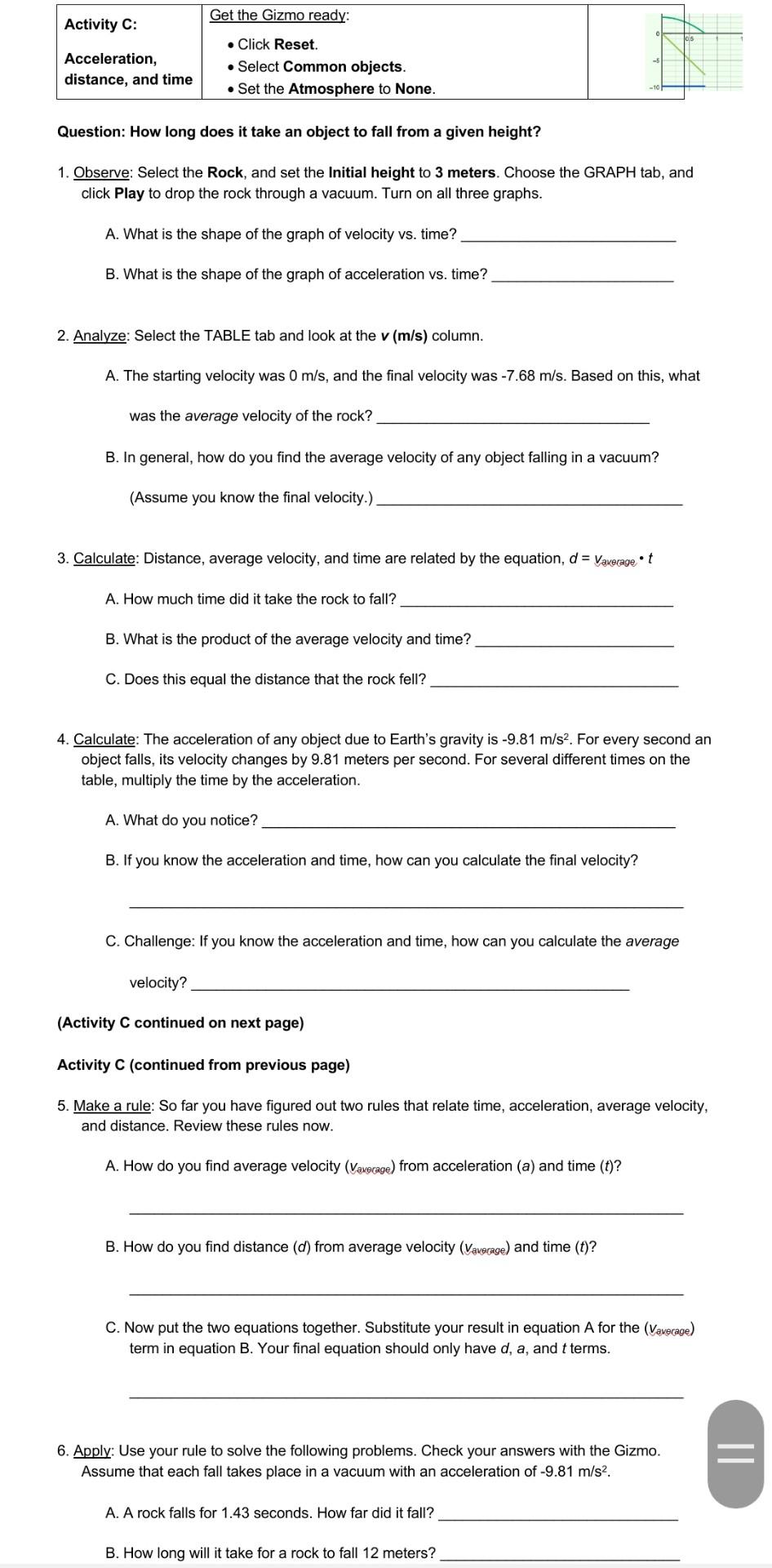 Solved Vocabulary: acceleration, air resistance, free fall, | Chegg.com