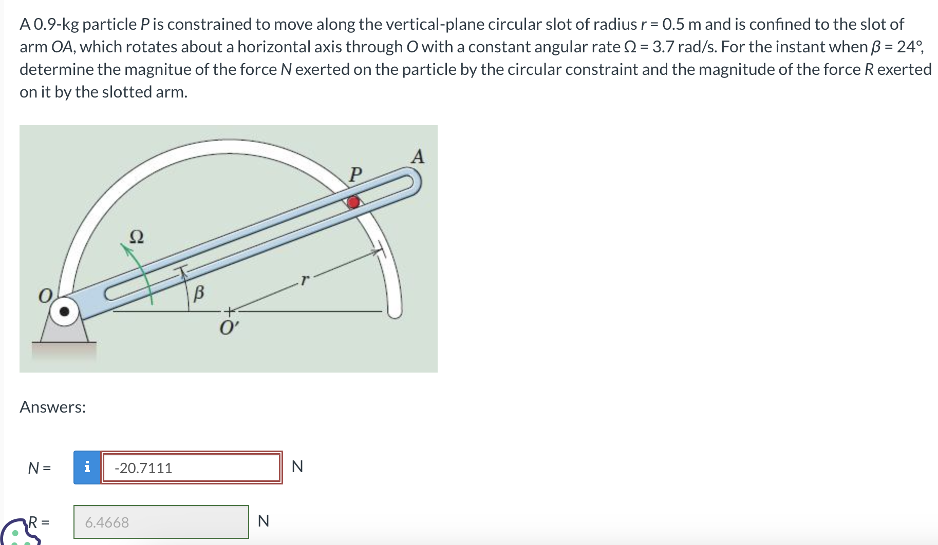 Solved A 0.9-kg ﻿particle P is ﻿constrained to ﻿move along | Chegg.com