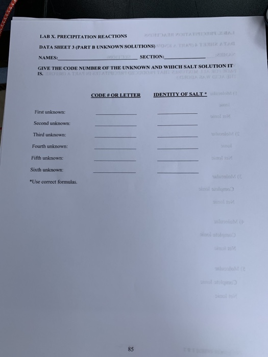 LAB X DATA SHEETS 1 & 2 SOLUTION Naci Naci No solid | Chegg.com