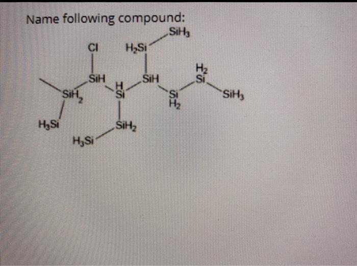 Solved Name following compound: SiH3 CI H SI SIH SIH Si | Chegg.com