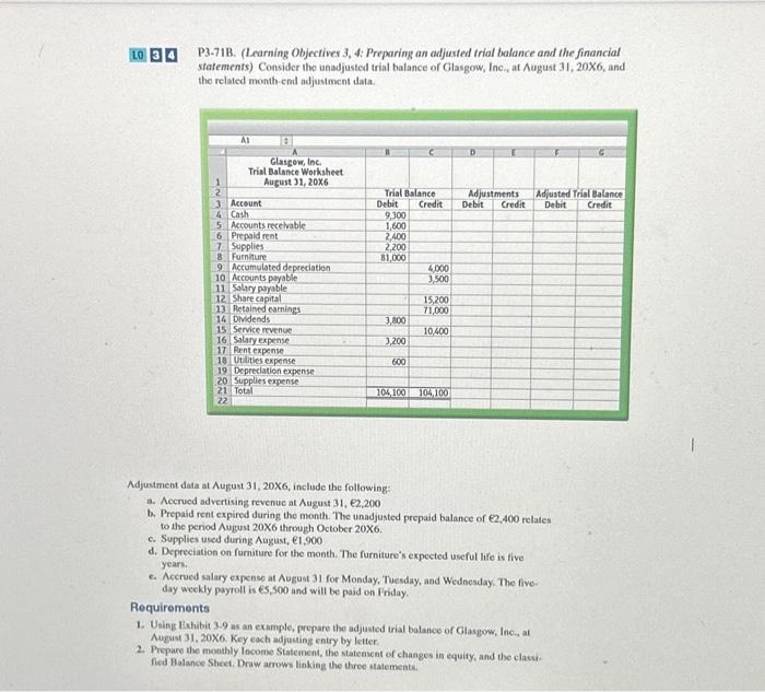 Solved LO 34 P3-71B. (Learning Objectives 3, 4: Preparing an | Chegg.com