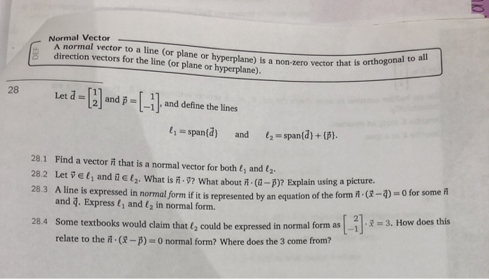 Solved Normal Vector A normal vector to a line (or plane or | Chegg.com