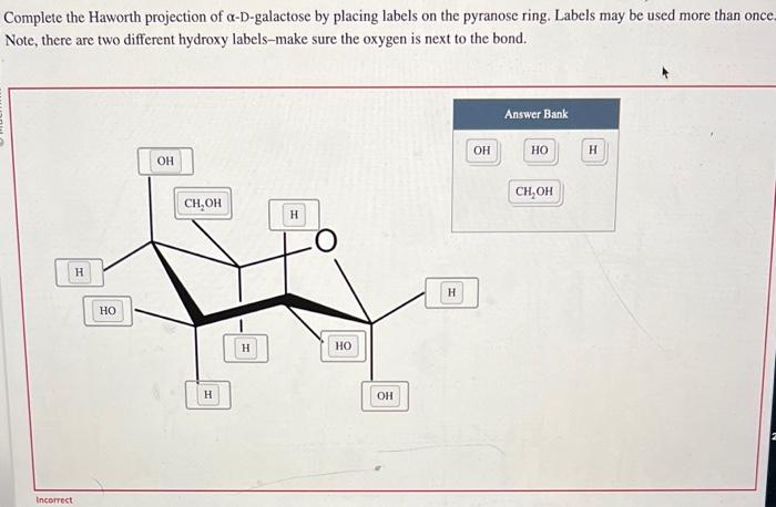 Solved Complete the Haworth projection of α-D-galactose by | Chegg.com
