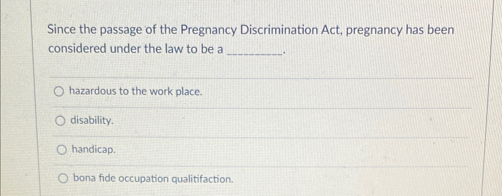 Solved Since the passage of the Pregnancy Discrimination | Chegg.com