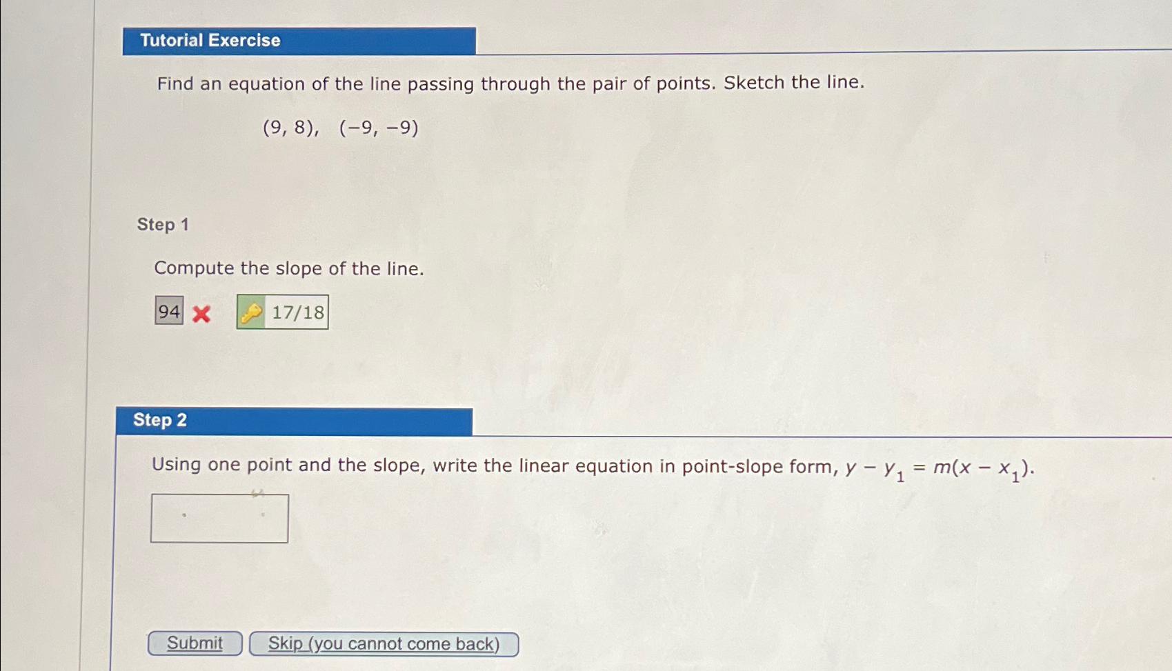 Solved Tutorial ExerciseFind an equation of the line passing | Chegg.com