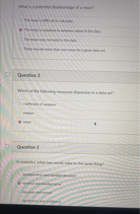 Solved What is a potential disadvantage of a mean? The mean | Chegg.com