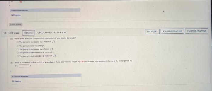 Solved (3) What it the eflect an the perod of a perdalus 7 | Chegg.com