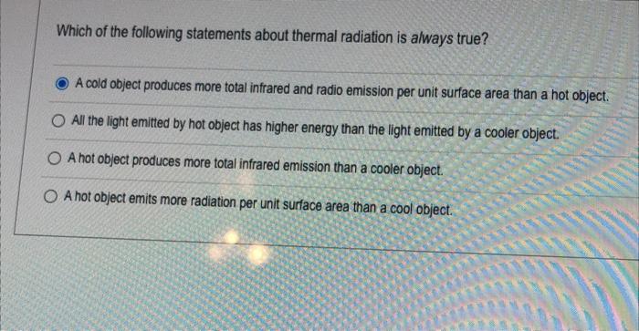 Solved Which of the following statements about thermal | Chegg.com