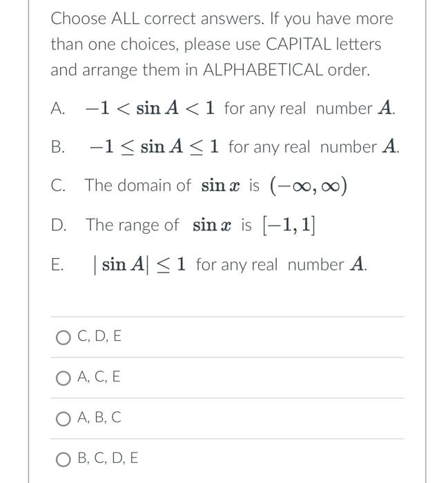Solved Choose ALL correct answers. If you have more than one | Chegg.com