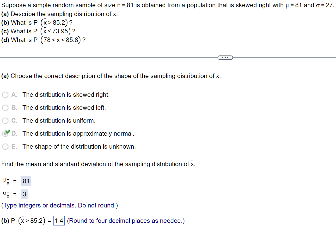Solved Please answer B through D Suppose a simple random | Chegg.com