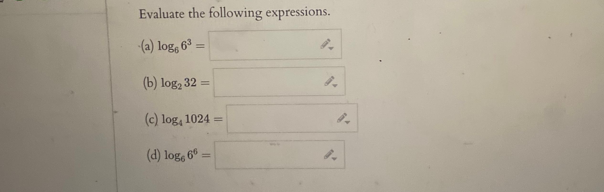 Solved Evaluate the following | Chegg.com