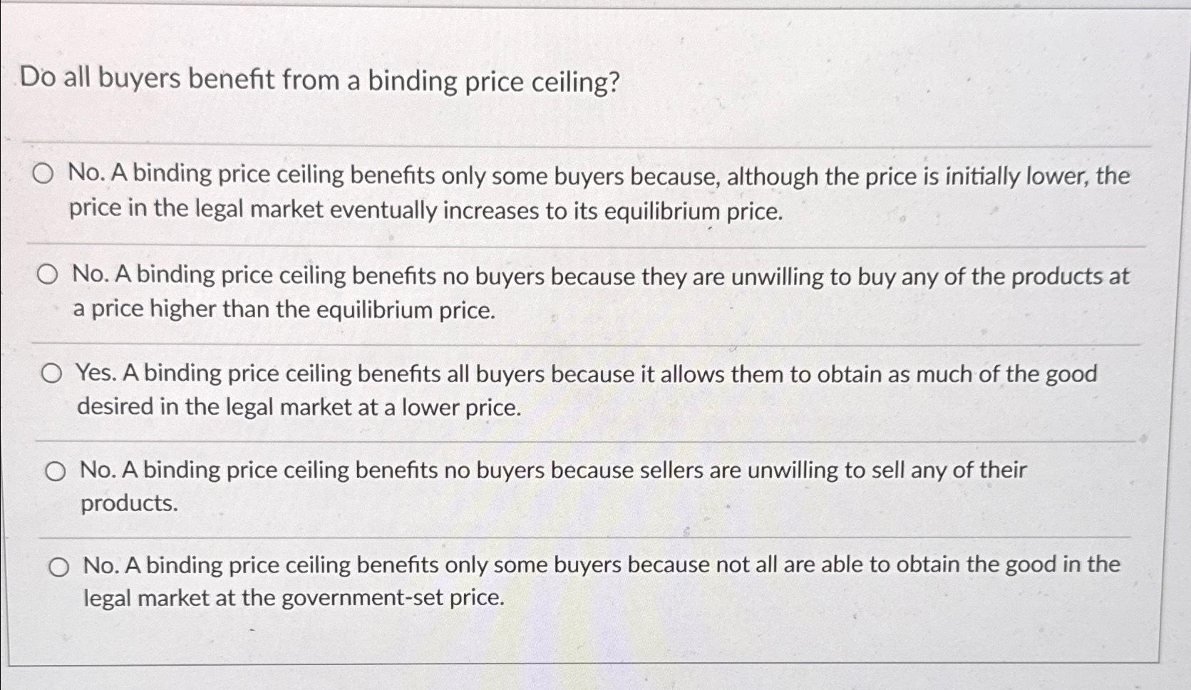Solved Do all buyers benefit from a binding price | Chegg.com