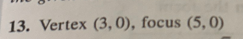 Solved Vertex (3,0), ﻿focus (5,0) | Chegg.com