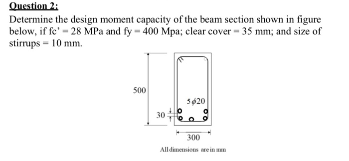 Solved Question 2: Determine the design moment capacity of | Chegg.com