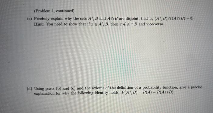Solved 1. Let Ω be a finite subset with power set P(Ω). Let | Chegg.com