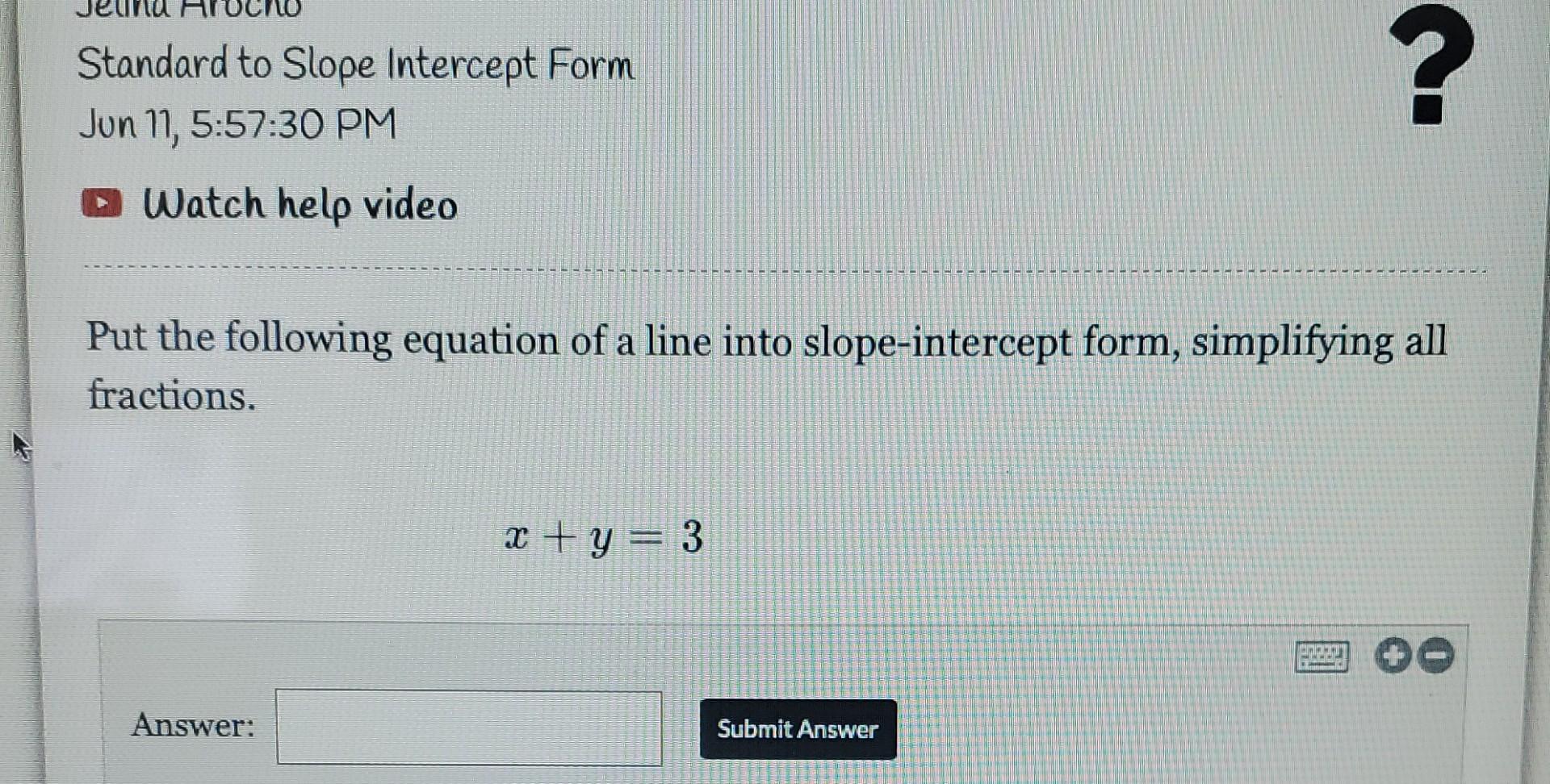 Solved Put the following equation of a line into | Chegg.com
