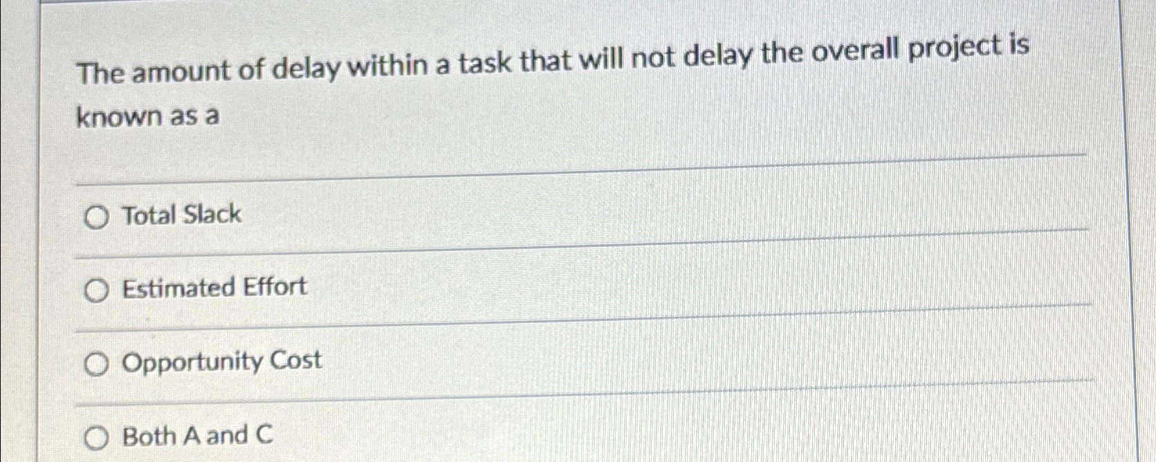 Solved The amount of delay within a task that will not delay | Chegg.com
