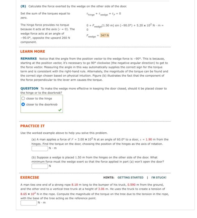 Solved (B) Calculate the force exerted by the wedge on the | Chegg.com
