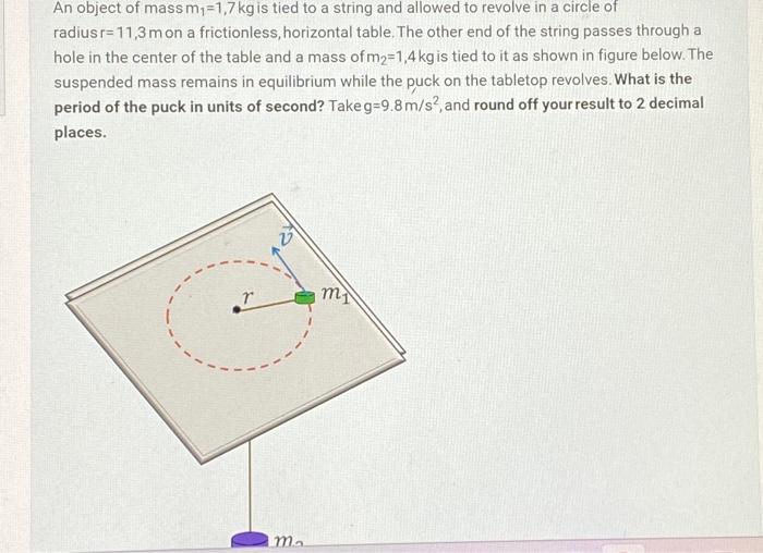 Solved An object of mass m1=1,7 kg is tied to a string and | Chegg.com