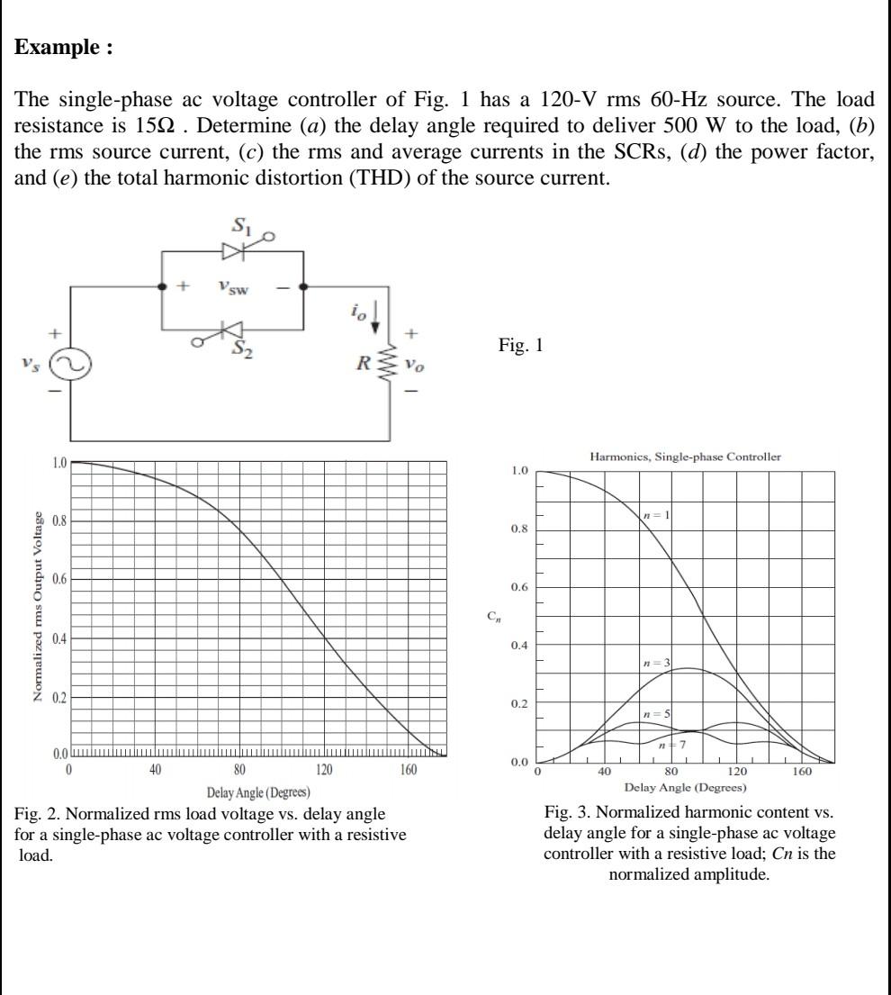 Solved Example : The single-phase ac voltage controller of | Chegg.com