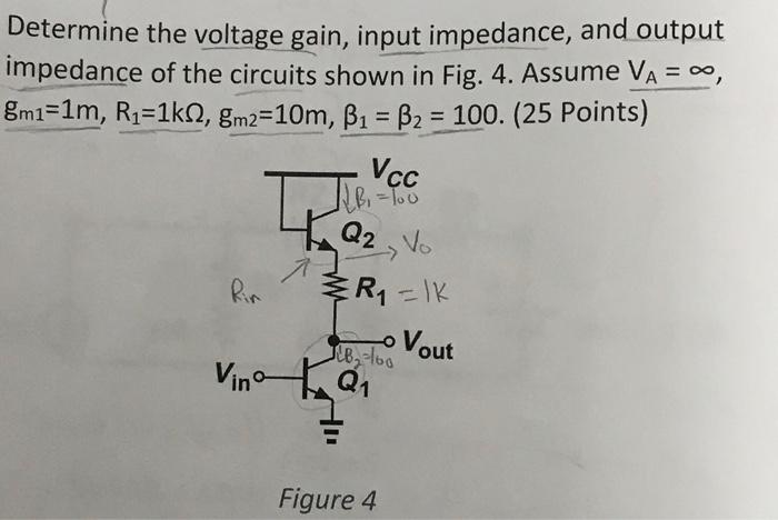 Solved Determine the voltage gain, input impedance, and | Chegg.com