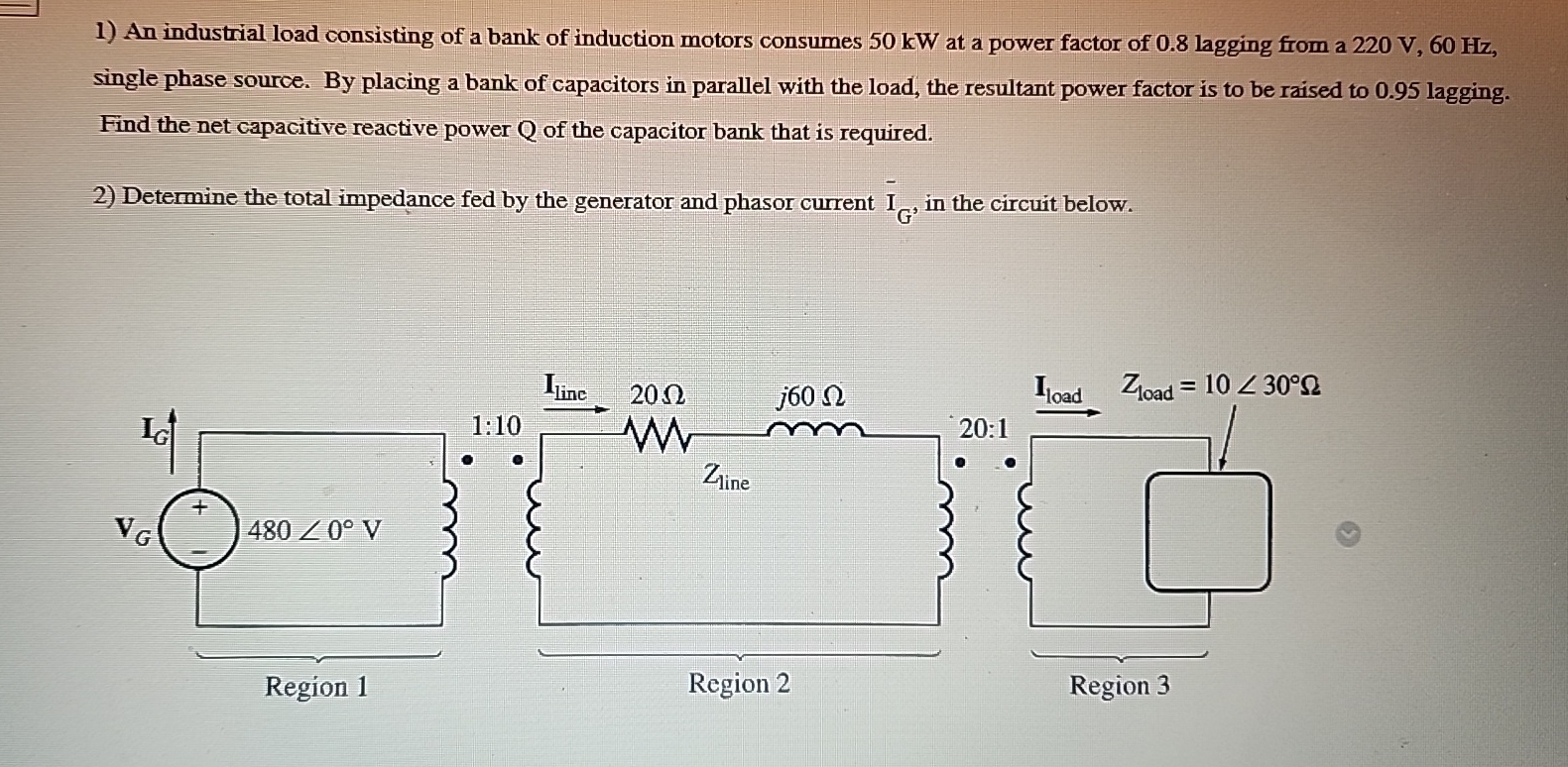 Solved An industrial load consisting of a bank of induction | Chegg.com