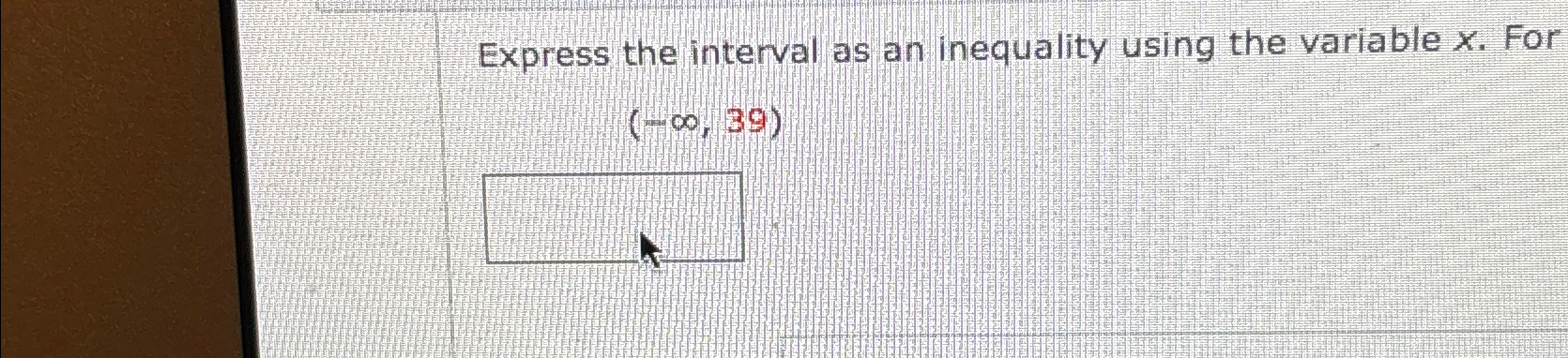 Solved Express the interval as an inequality using the | Chegg.com