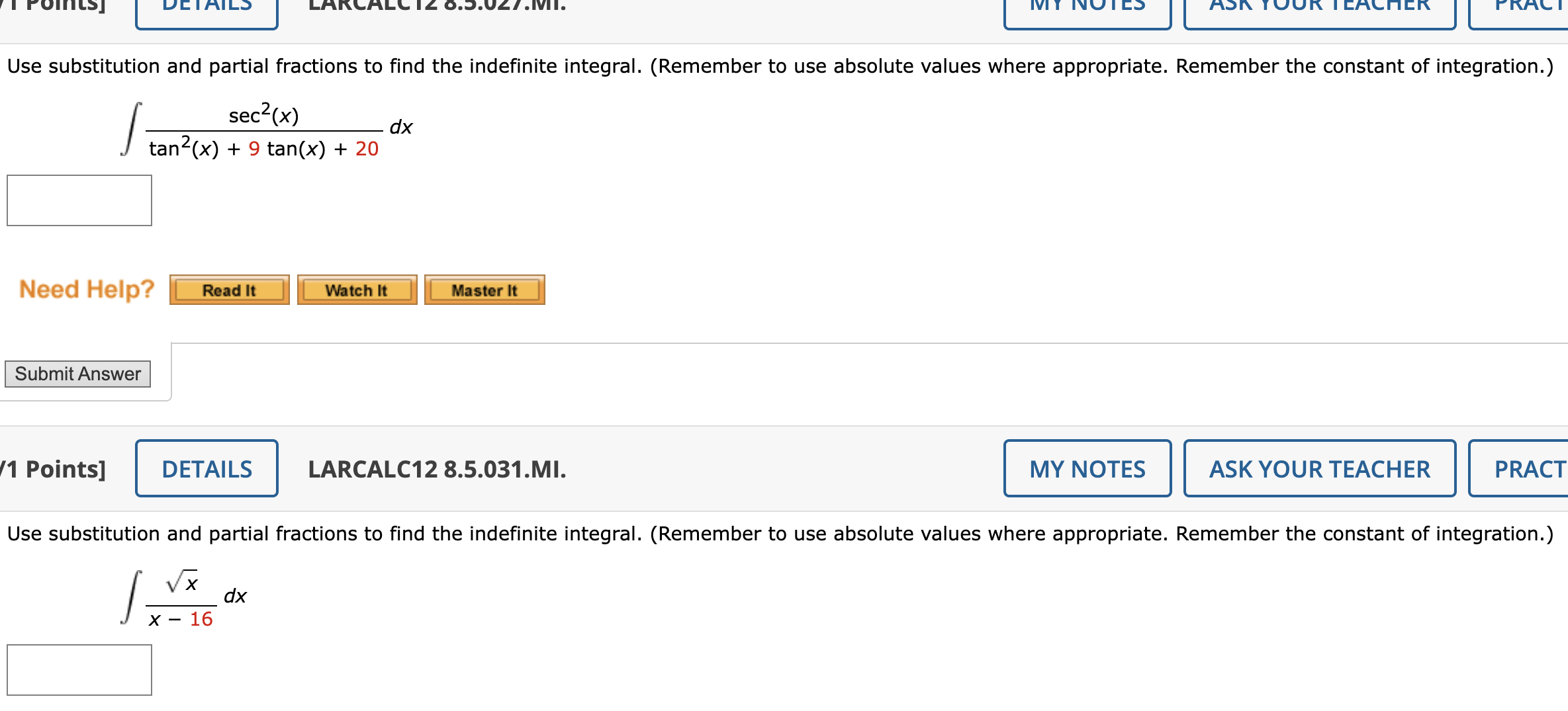 Solved Use substitution and partial fractions to find the | Chegg.com