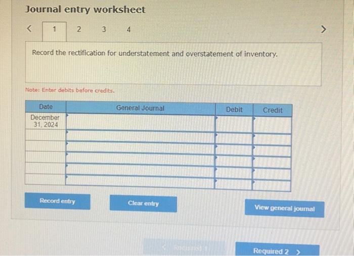 Solved 1. record the rectification for understatement and | Chegg.com