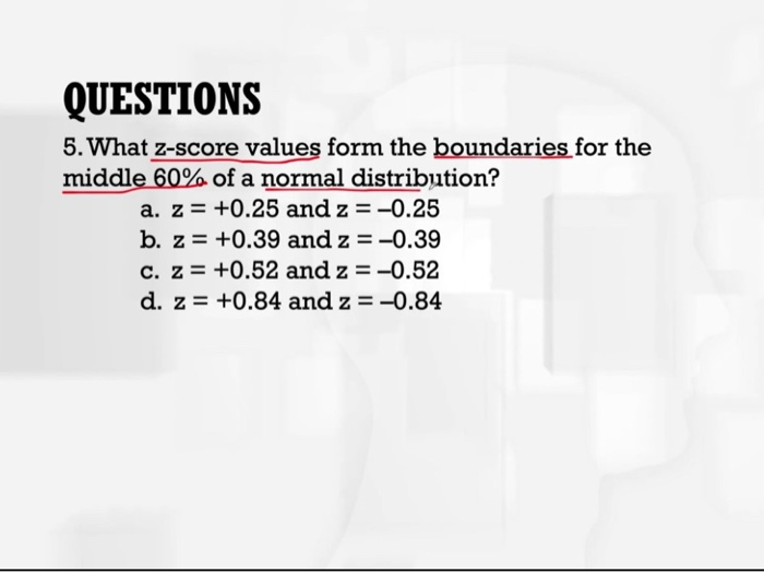 Solved QUESTIONS 5. What z-score values form the boundaries | Chegg.com