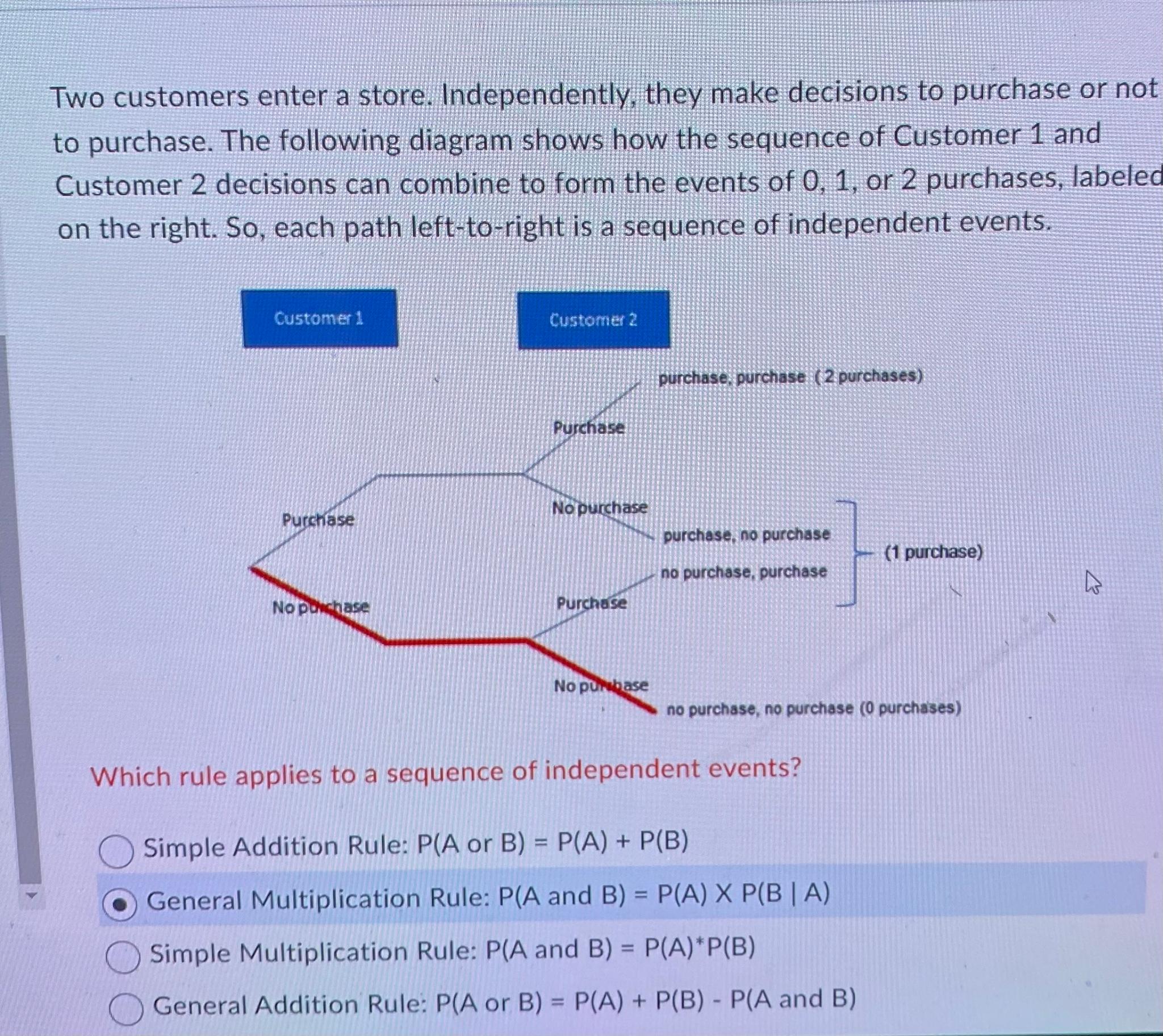 Solved Two customers enter a store. Independently, they make | Chegg.com