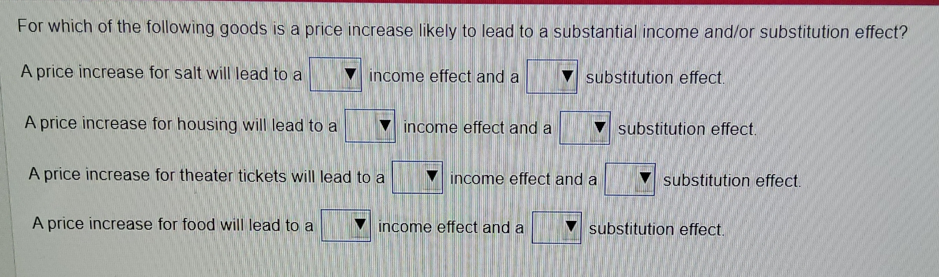 Solved For which of the following goods is a price increase | Chegg.com