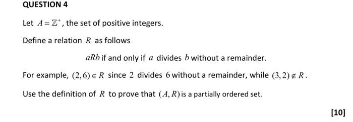 Solved Let A=Z+, the set of positive integers. Define a | Chegg.com