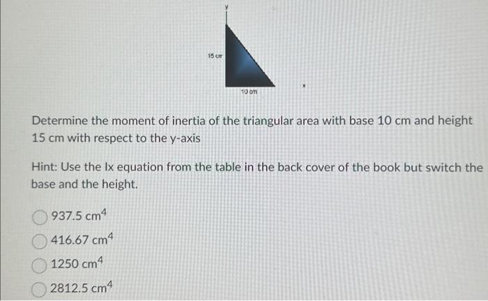 Solved Determine the moment of inertia of the triangular | Chegg.com