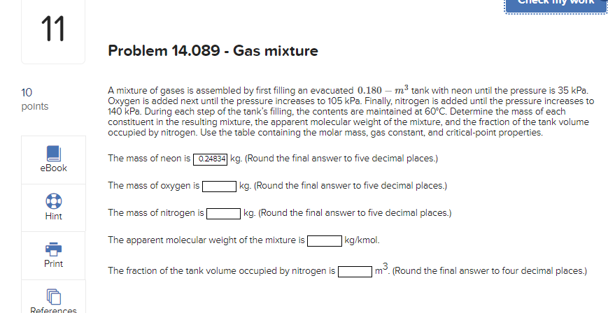 Solved Problem 14.089 - ﻿Gas mixtureA mixture of gases is | Chegg.com
