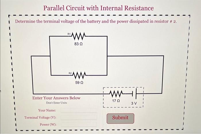 Solved Parallel Circuit with Internal Resistance Determine | Chegg.com