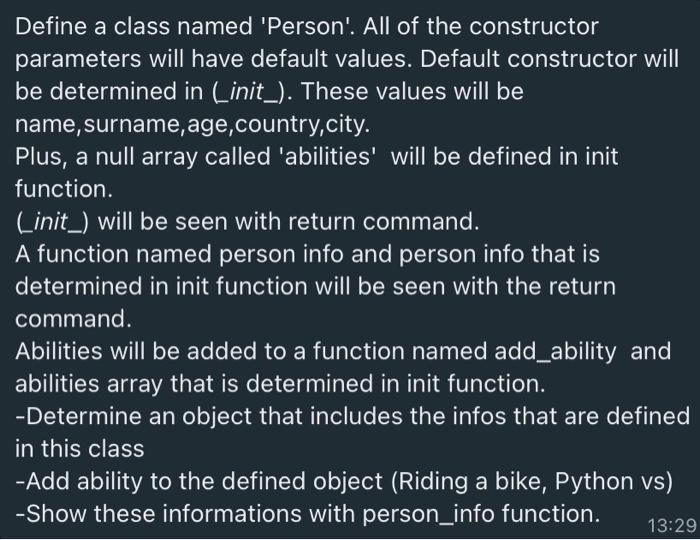 Solved Define a class named 'Person'. All of the constructor | Chegg.com