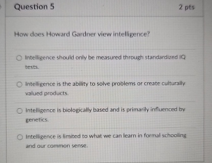 Solved Question 52 ﻿ptsHow does Howard Gardner view | Chegg.com