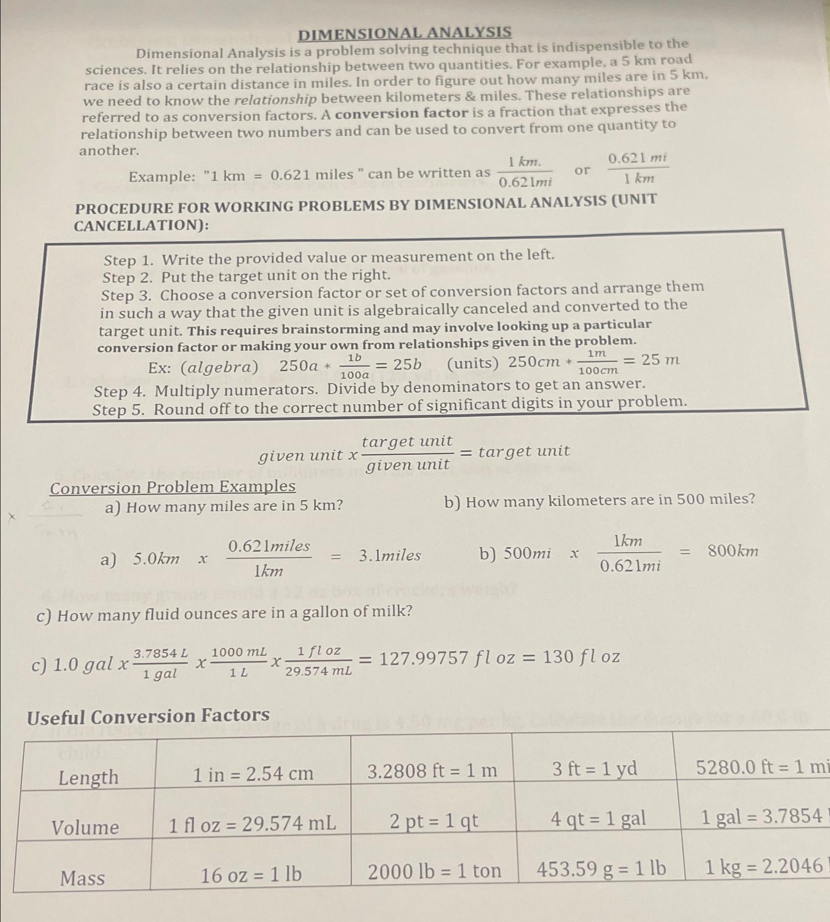 DIMENSIONAL ANALYSISDimensional Analysis is a problem | Chegg.com